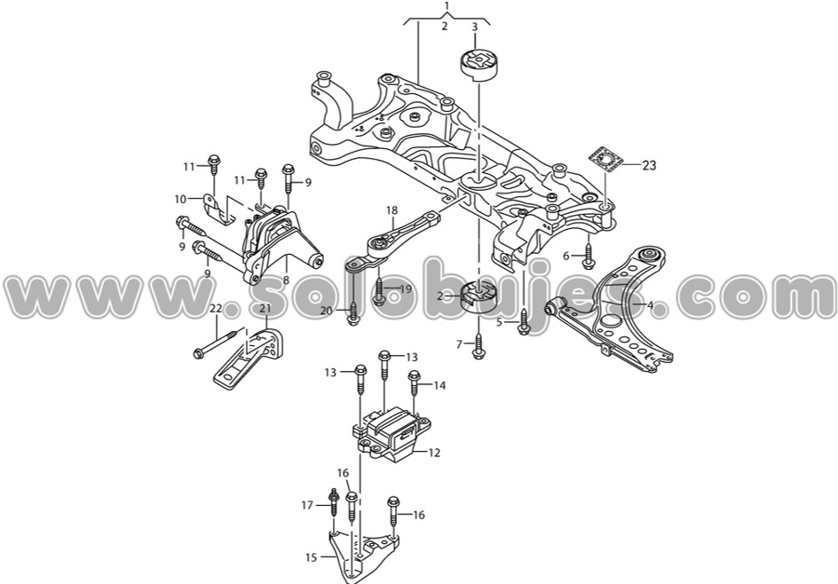 Soporte motor trasero Jetta 2020 - Solobujes